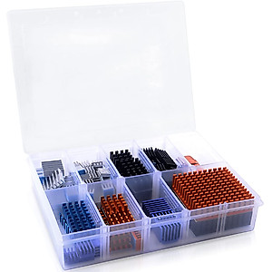 GeeekPi 102pcs Heatsink Kit with Conductive Adhesive Tape, Cooler Heat Sink for Cooling Raspberry Pi VRM VRAM CPU GPU VGA Small IC Laptop LED MOSFET Transistor SCR Voltage Regulator