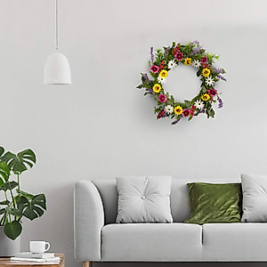 LAVERNE'S FLOWER 20" Spring Wreath for Front Door Spring Wreaths Flower Wreath for Outdoor Indoor Window, Floral Summer Garden Wreath