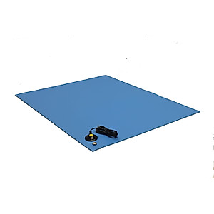 ESD Mat with a Grounding Cord, Three Layer Vinyl, 24" X 48" (2' Wide x 4' Long x 0.125" Thick), Blue