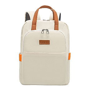 LEASOUL School Backpack Canvas Laptop Backpack 15.6 Inch Wide Open Casual for Women