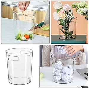 Ciieeo Plastic Waste Baskets, Clear Round Trash Cans Small Waste Basket Garbage Container Bin Ice Bucket Flower Arrangement Vase for Bathroom Bedroom Kitchen S