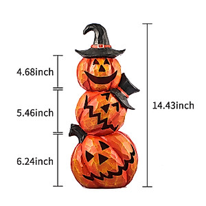 Toiyason 14inch Light Up Evil Pumpkin Scary Jack O'Stack Halloween Ornament Decoration for Outdoor Indoor Garden Party Festival Events