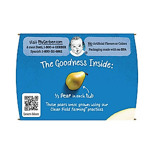 Gerber 1st Foods Pears, 2.5 Ounce Tubs, 2 Count (Pack of 8)