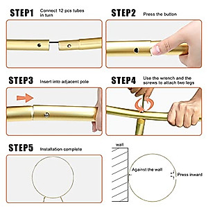 Round Backdrop Stand, 7.2FT Golden Circle Balloon Arch Stand Kit, Wedding Arch Frame Stand For Baby Shower Birthday Party Graduation Decoration