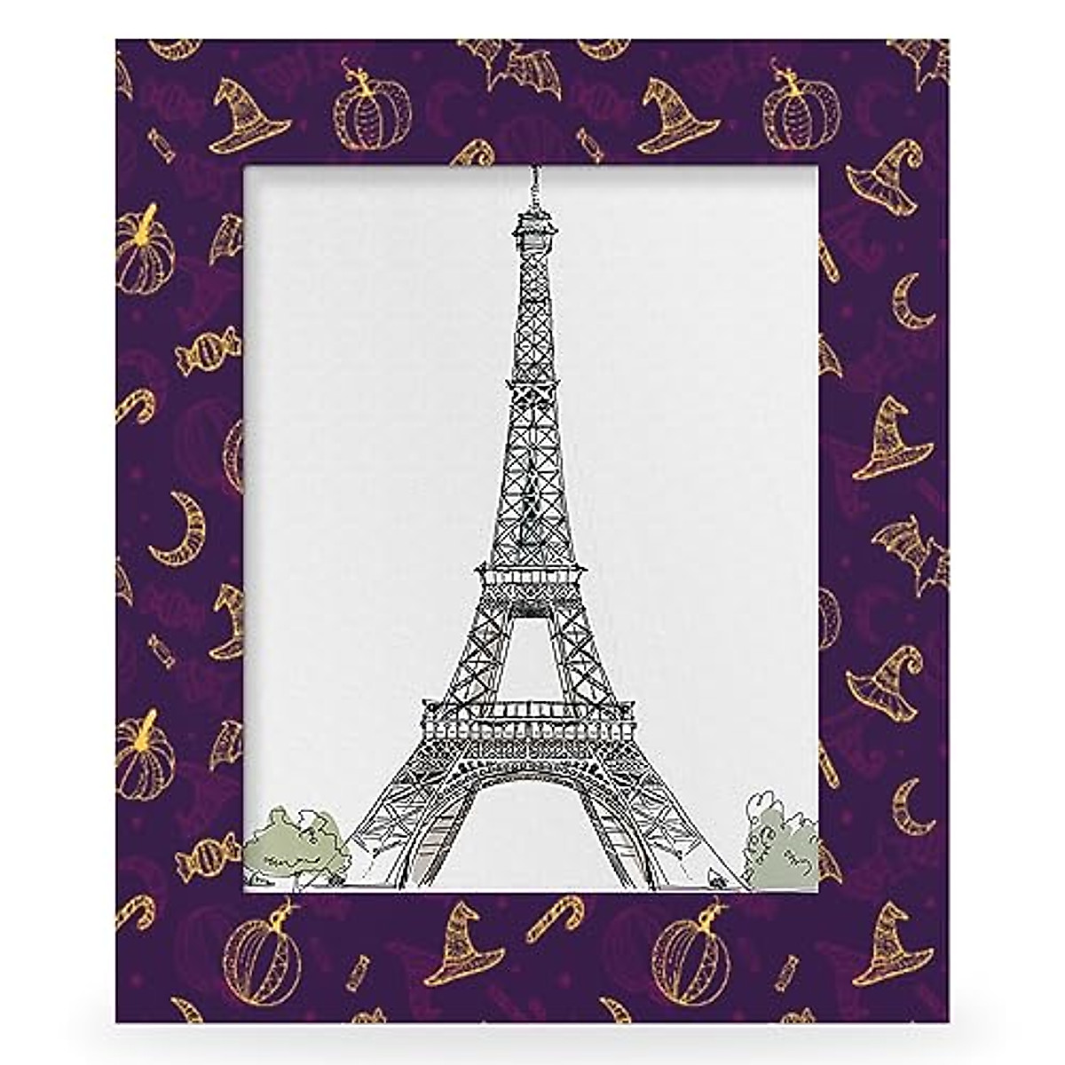 POFATO Halloween Bat Pumpkins 8x10 Picture Frame Wood Photo Frame for Tabletop Display Wall Mount Picture Frame Display 8 x 10 Inch Photo Wall Decor Home Gift Frames