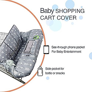 RHYDEER Shopping cart Cover for Baby high Chair Cover, roll in and go, Universal fit, Grey Arrow