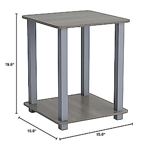 Furinno Simplistic Set of 2 End Table, French Oak Grey/Grey
