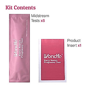 Wondfo Pregnancy Test Early Result 5 Pack - Extra Sensitive and Very Early HCG Urine Midstream Test 10 MIU - Detect 6 Days Sooner Than Your Missed Period