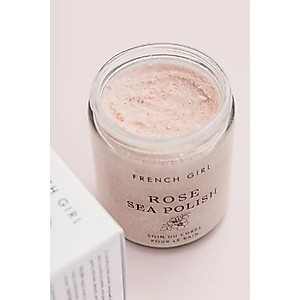 French Girl Rose Sea Polish Sugar Scrub - Exfoliating Body Scrub for Face & Body, Gentle Sea Salt Exfoliator for Smooth, Hydrated Skin, Clean, Vegan & Cruelty-Free, 10 oz