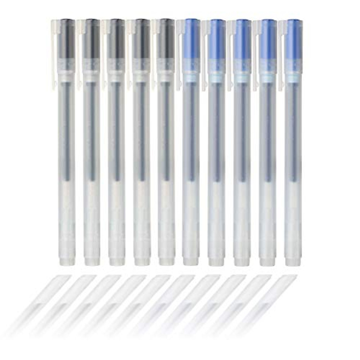 Muji Gel Ink Ballpoint Pens 0.5mm 2-color set Black-5 Pcs Blue-5Pcs