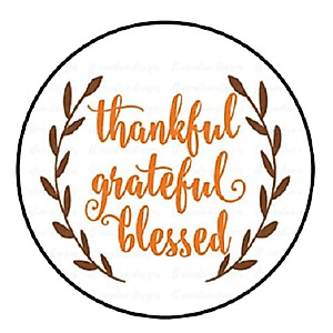 Stencils World 48 pcs Thankful Blessed Grateful Fall? Stickers Envelope Seals Labels Round Tags, Stamps Sticker for Gift Cards, Envelopes, Boxes for Holiday, Birthday, Christmas