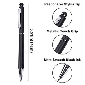 2023 New Ballpoint Pen with Stylus Tip, Soft Touch Click Metal Pen, Black Ink Ballpoint Pen, 1.0mm Medium Point, 12 Count (Pink)