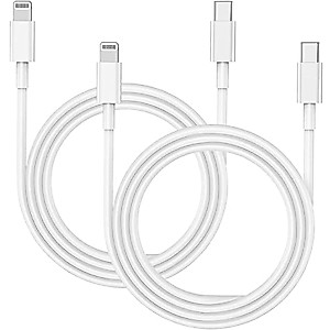 USBC to Lighting Cable for Apple iPhone 13 12 11 Pro Max Charger, 6Ft 2 Pack [Apple MFi Certified] iPhone Fast Charging USB Type C to Lighting Cord for iPhone 14 Plus/13/12/11/Mini- 6 Feet White