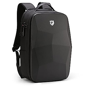 FENRUIEN 17.3-Inch Hard Shell Laptop Backpack,Anti-Theft Waterproof Business Travel Computer Backpack,Black Gaming Laptop Bag with USB Port for Men