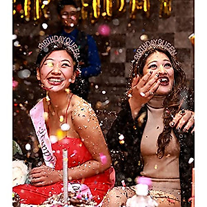 AOPRIE Birthday Queen Crown & Sash for Women Rose Gold Birthday Tiara for Girls Birthday Queen Headband Princess Crown Rhinestone Happy Birthday Accessories