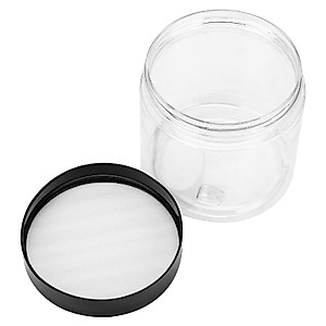 NINGWAAN 60 PACK 2oz Plastic Jars with Black Lids, 60ml Clear Slime Containers, Wide-Mouth Mini Refillable Empty Jars for DIY, Beads, Art Crafts