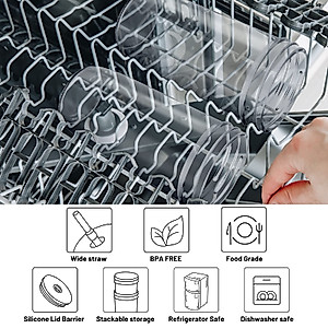 Hydraful 24 oz Glass Tumbler Cup with Bamboo Lid and Straw - 2 Pack, Mason Jar Tea Cup, Wide Mouth Glass Bottle for Smoothie, Iced Coffee, Juice, and Water, BPA Free, Dishwasher Safe