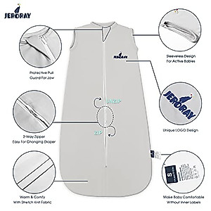 Jeroray Wearable Blanket-Stretchy Sleeping Bag,(0-6 Months) TOG 1.0,2-Pack,2 Way Zipper,Unisex,Owl&Solid Grey,Small