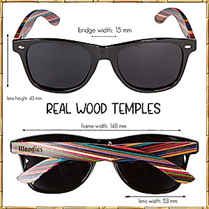 Woodies Polarized Rainbow Wood Sunglasses for Men and Women | Black Polarized Lenses and Real Wooden Frame | 100% UVA/UVB Ray Protection