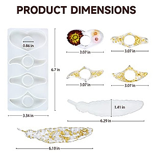 Motiloo Feather Shape Silicone Mold,Bookmark Resin Mold Set with Book Page Holder Reading Rings Birthday Gifts for Teachers Women Readers Book Lover