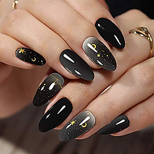 20 Sheets 280 Pieces Black Nail Wraps Self Adhesive Full Cover Nail Decals Art Nail Polish Stickers False Nail Decals Manicure Stickers with 2 Pcs Nail Files for Girls Women (Chic Style)