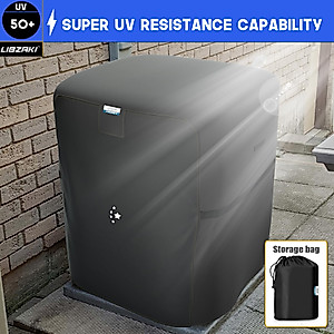 LIBZAKI Air Conditioner Cover Waterproof 600D Heavy Duty for Outside Units-Durable AC Cover Universal Sizes Square Fits up to 30” x 30” x 36”inches-Gray/Black
