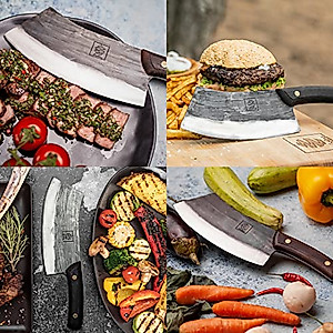 COOLINA Altomino Handmade Chef Knife, 7.1 in High Manganese Clad Steel Blade, for Slicing Meat and Vegetables