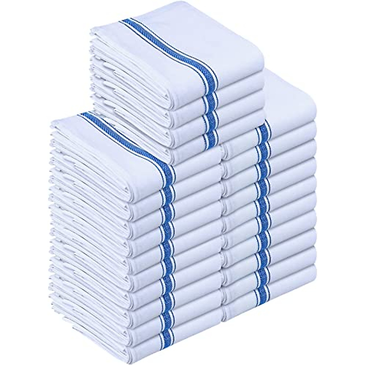 Utopia Towels 48X Pack Dish Towels (15 x 25 Inches)- 100% Ring Spun Cotton- Super Absorbent- Linen Kitchen Towels- Soft Reusable- Cleaning Bar, and Tea Towels Set (24X Blue & 24X Red)