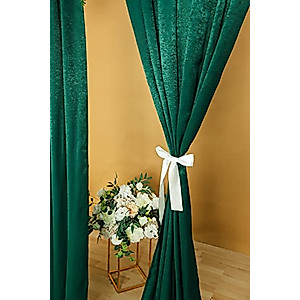 Cytdkve 2 Panels 4.8 Feet x 10 Feet Hunter Green Velvet-Like Wedding Backdrop Curtain Drapes, Silky Soft Window Curtains Panels for Wedding Ceremony Birthday Party Decorations