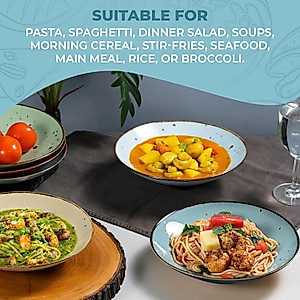 Esfour Ceramics Small Hand Craft Dessert Bowls - 12oz, Set of 6 - Microwave, Oven, Dishwasher Safe, Ice Cream, Soup, Snacks, Rice, Cereal, Chili, Side Dishes, Dips, Ideal Gift - Vivid Assorted Colors