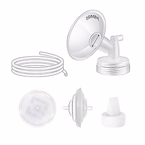 Begical Pump Parts Compatible with Spectra S2 S1 9 Plus Motif Luna Amada MYA Breastpump, Incl 19mm Flange White Valve Tubing Backflow Protector Flange Cover, Replace Original Pump Accessories
