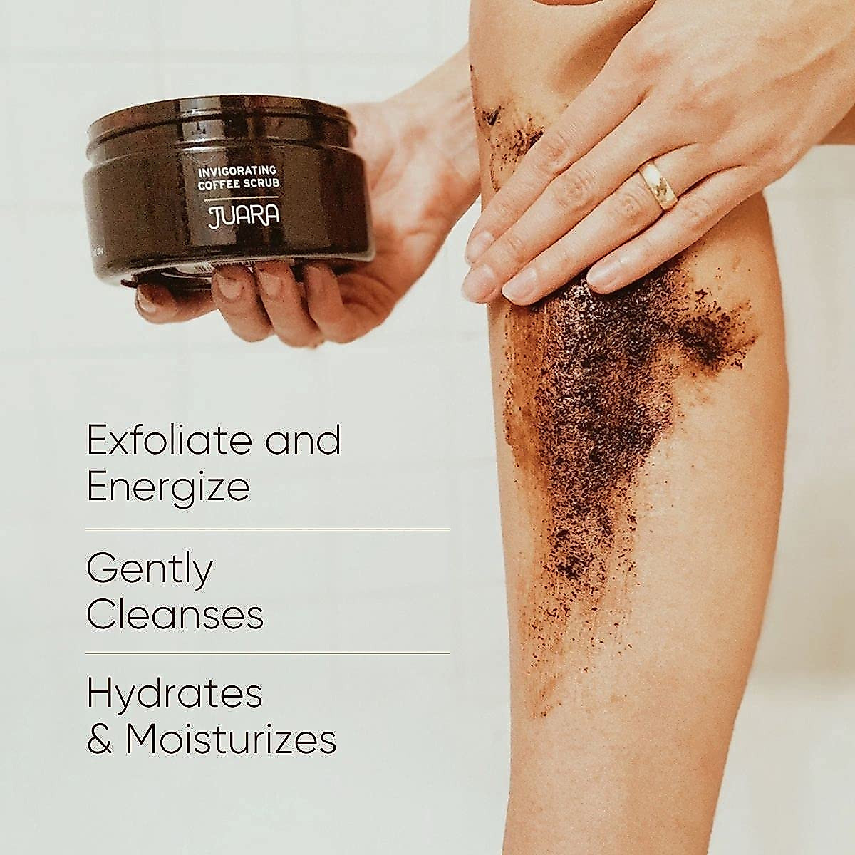 JUARA - Invigorating Coffee Scrub | Smooth Rough Skin | Body Exfoliator | Chocolate, Espresso Scent | Hydrating Polish | Rejuvenating Cleanse | Cruelty Free, Paraben, Sulfate Free, Vegetarian | 8 oz