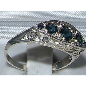 LetsBuyGold 925 Sterling Silver Natural Sapphire Womens Band Ring - Sizes 4 to 12 Available
