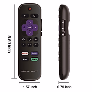 2 Pack - OEM Replacement Remote Control fit for All Hisense Roku TV Smart 4K Ultra HDTV 【Only Works with Hisense Roku TV, Not for Roku Stick and Roku Box】 (Netflix/Disney Plus/Apple TV+ / Hulu)