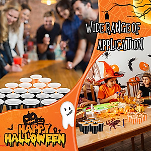 Sliner 200 Pcs Halloween Plastic Shot Cups Bulk Mini Shot Glasses 2 oz Cups Small Disposable Glasses for Christmas Birthday Party BBQ Drinking Taste Serving(Orange, Black)