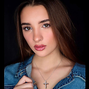 Fifth and Fine Classic Cross Pendant Necklace with Natural Round Diamonds Set in 925 Sterling Silver (.75)