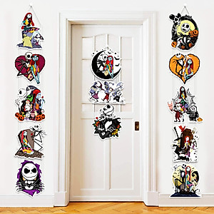 Nightmare before Christmas Party Door Sign Banner,Halloween Party Cutouts Banners Door Hanging Porch Birthday Party Supplies for Nightmare before Christmas Party Indoor Outdoor Decorations