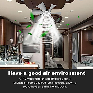 Puxyblue 6" RV Vent Fan Blade and 12V D-Shaft Motor Compatible With Heng's, Elixir, Jensen, Jayco, Toyota Dolphin - 2 Screws and 2 Zip Ties for Camper Roof Vent