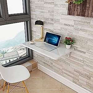 PIBM Stylish Simplicity Shelf Wall Mounted Floating Rack Shelves Foldable Computer Desk Simple Stable Save Space Bearing Strong,12 Sizes,5 Colors, White , 70x40cm