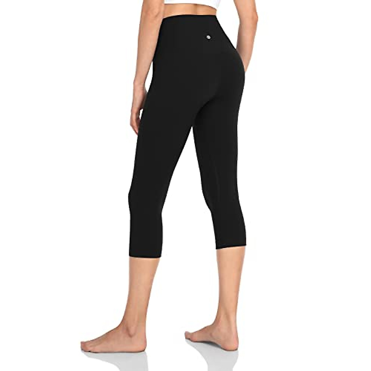 HeyNuts High Waisted Yoga Capris Leggings for Women, Tummy Control Workout Running Leggings Cropped Pants 19'' Black S(4/6)