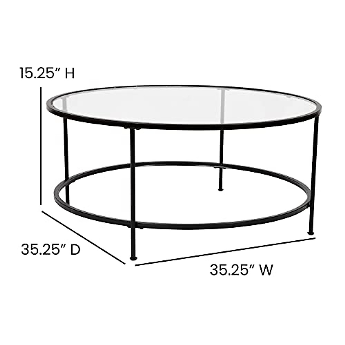 Flash Furniture Astoria Collection Round Coffee Table - Modern Clear Glass Coffee Table - Matte Gold Frame