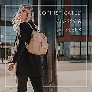 Petit Monaco Diaper Bag Backpack by Luli Bebe - Designer Modern Vegan Leather Diaper Bag Backpack with Gender Neutral Design, Cute Mini Diaper Bag Backpack (Ebony Black)