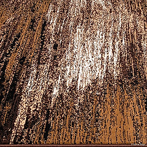 Allstar 5x7 Chocolate Modern and Contemporary Rectangular Accent Rug with Mocha and Ivory Abstract Brush Streak Design (4' 11" X 6' 11")