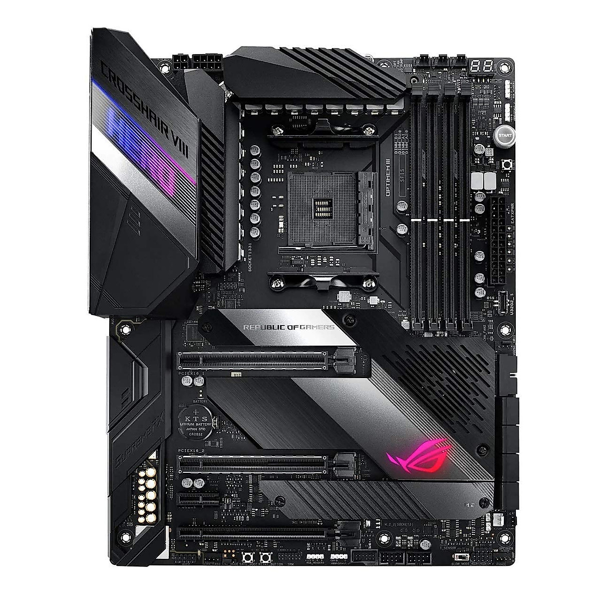 ASUS ROG Crosshair VIII Hero X570 ATX Motherboard with PCIe 4.0, Integrated 2.5 Gbps LAN, USB 3.2, SATA, M.2, Node and Aura Sync RGB Lighting (Renewed)