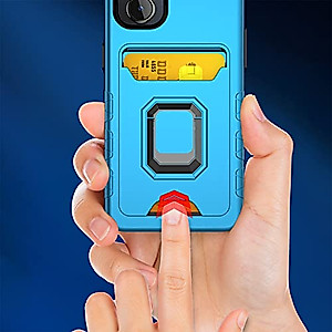 Military Grade Tough Case for OnePlus Nord N20 5G 6.43" 2022, Rugged Case Hybrid Bumper Cover Case with Built-in Kickstand Credit Card Holder Slot for OnePlus Nord N20 5G 6.43" 2022