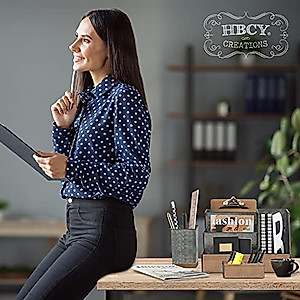 HBCY Creations Rustic Galvanized Desk Organizer Set, 3 Piece Rustic Mail Organizer for Desktop - Great for Rustic or Industrial Home Decor.