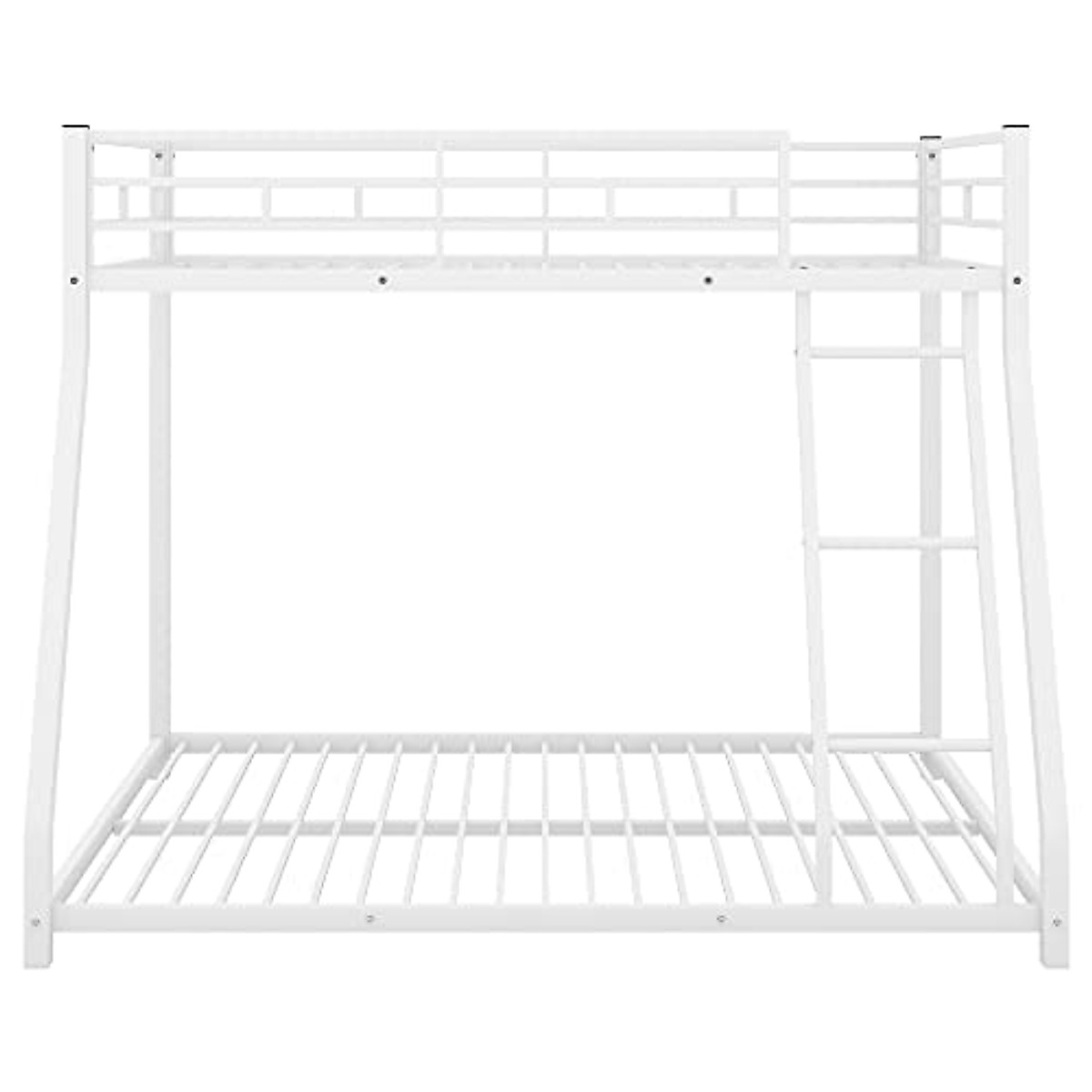 Lifeand Twin Over Full Bunk Bed with Metal Frame, Guardrail and Ladder, Space-Saving Design, Metal Bed for Kids&Teens,White