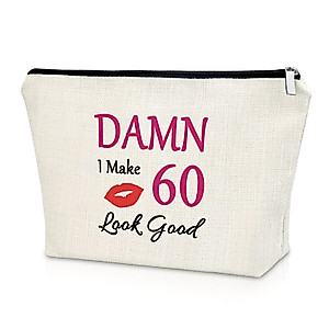 Funny 60th Birthday Gifts for Sister Makeup Bag Birthday Gift for 60 Year Old Woman Friend Turning 60 Gag Gifts Cosmetic Bag 1964 Birthday Gifts for Grandma Aunt Mother's Day Gift