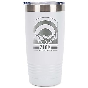 100 North, Polar Camel, United States National Parks, White 20 Ounce, Stainless Steel, Vacuum Insulated Travel Tumbler Mug With Clear Lid, Zion Adventures