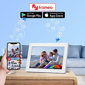 Frameo WiFi Digital Picture Frame, 10.1 Inch Smart Digital Photo Frame with 16GB Storage 1280x800 IPS HD Touch Screen, Auto-Rotate, Easy Setup to Share Photos or Videos Remotely via App from Anywhere